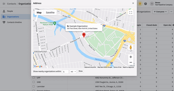 “Show on Map” feature - Knowledge Base | Pipedrive